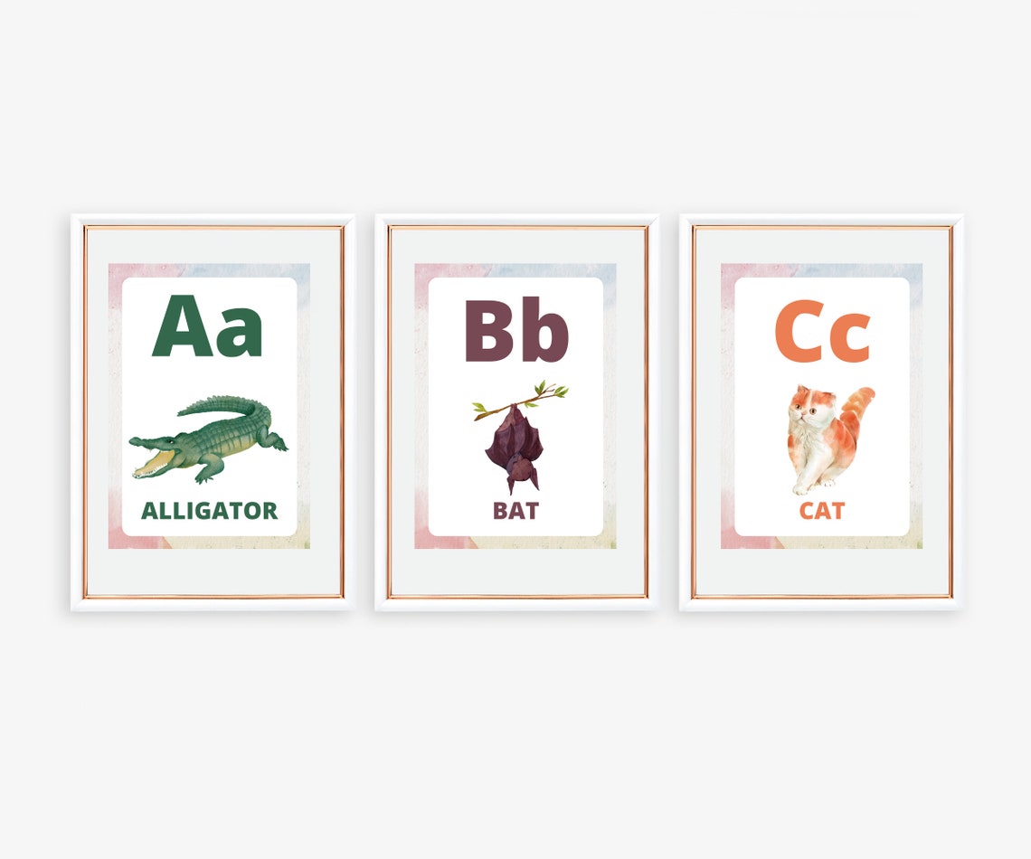 Alphabet Poster Set Alphabet Flashcards 26 Alphabet - Etsy