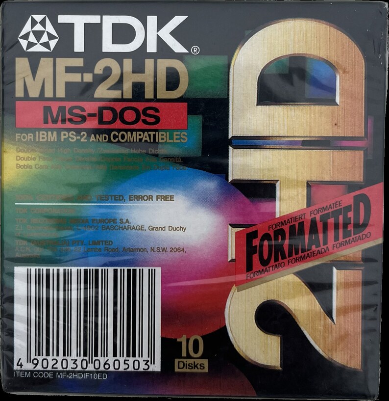 Floppy Disk TDK Mf-2hd Ms-dos - Etsy