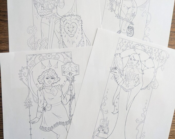 Wizard Houses Coloring Pages, Printable PDF Pages, Hogwarts Houses, RPG ...