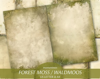 Forest Moss Border Basic Digital Paper for Junk Journals, Journal Paper ...