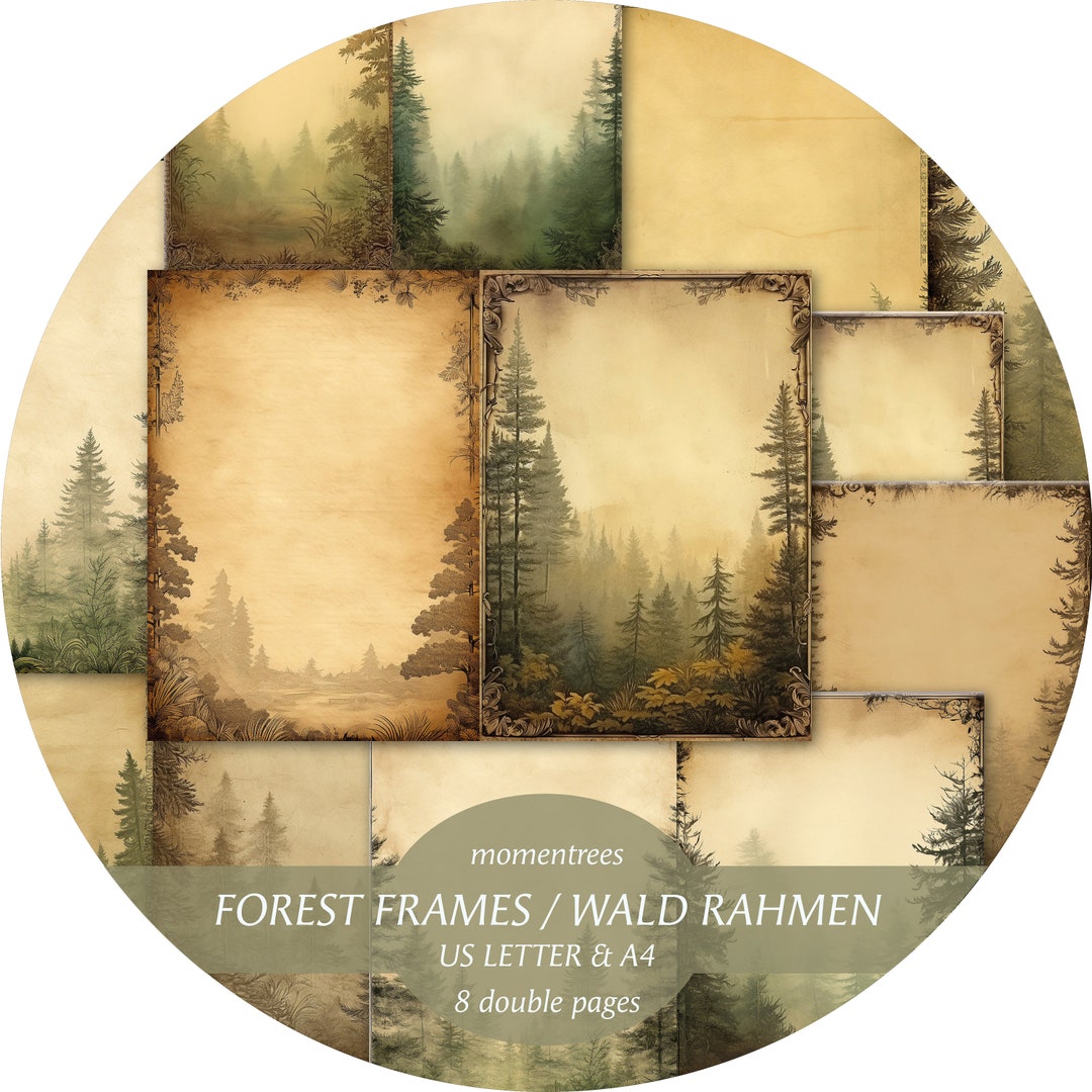 Forest Frames Digital Papers to Download Vintage Stationery Journal Kit ...