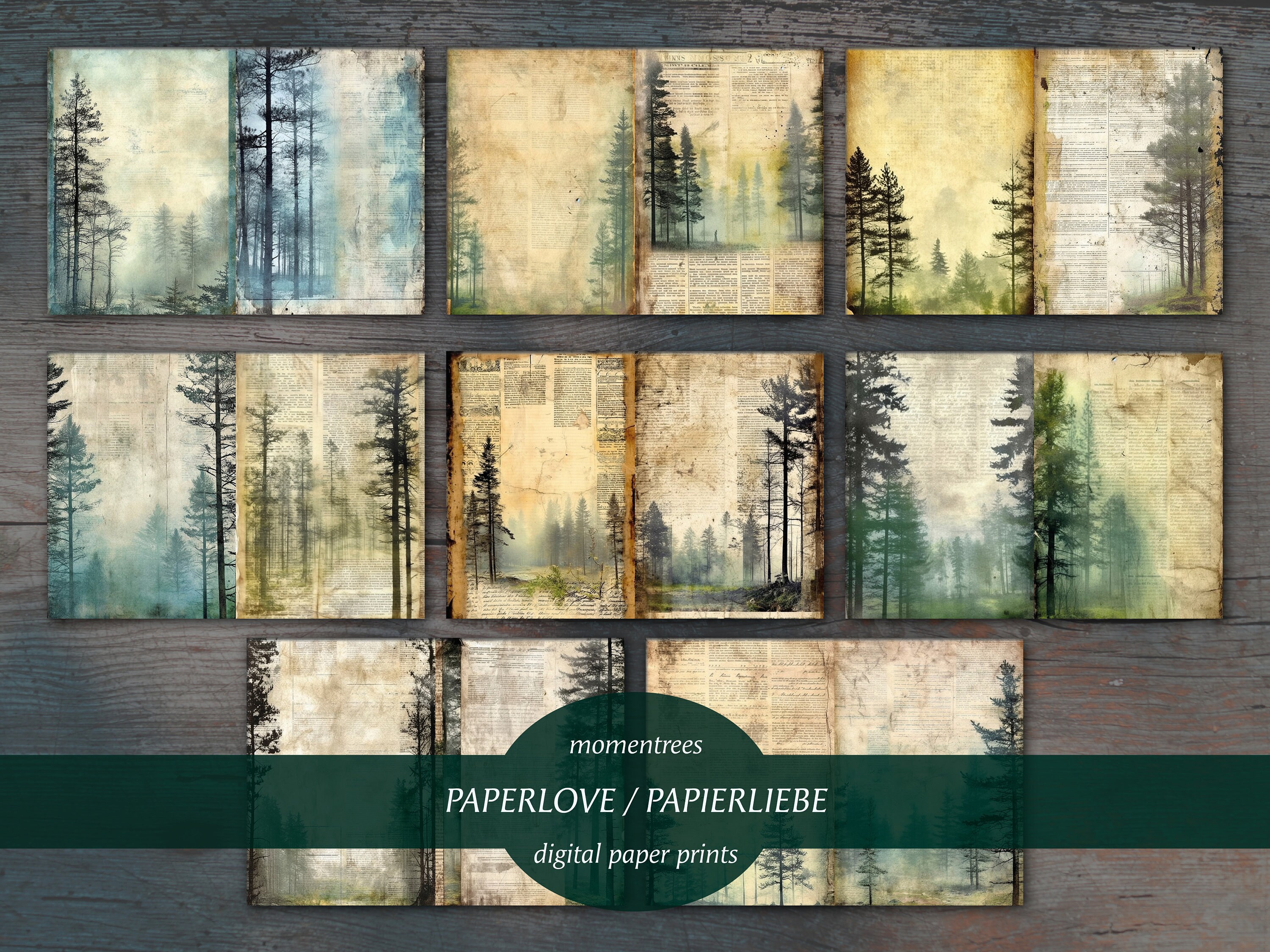 Dream Forest Digital Paper to Download Vintage Stationery - Etsy