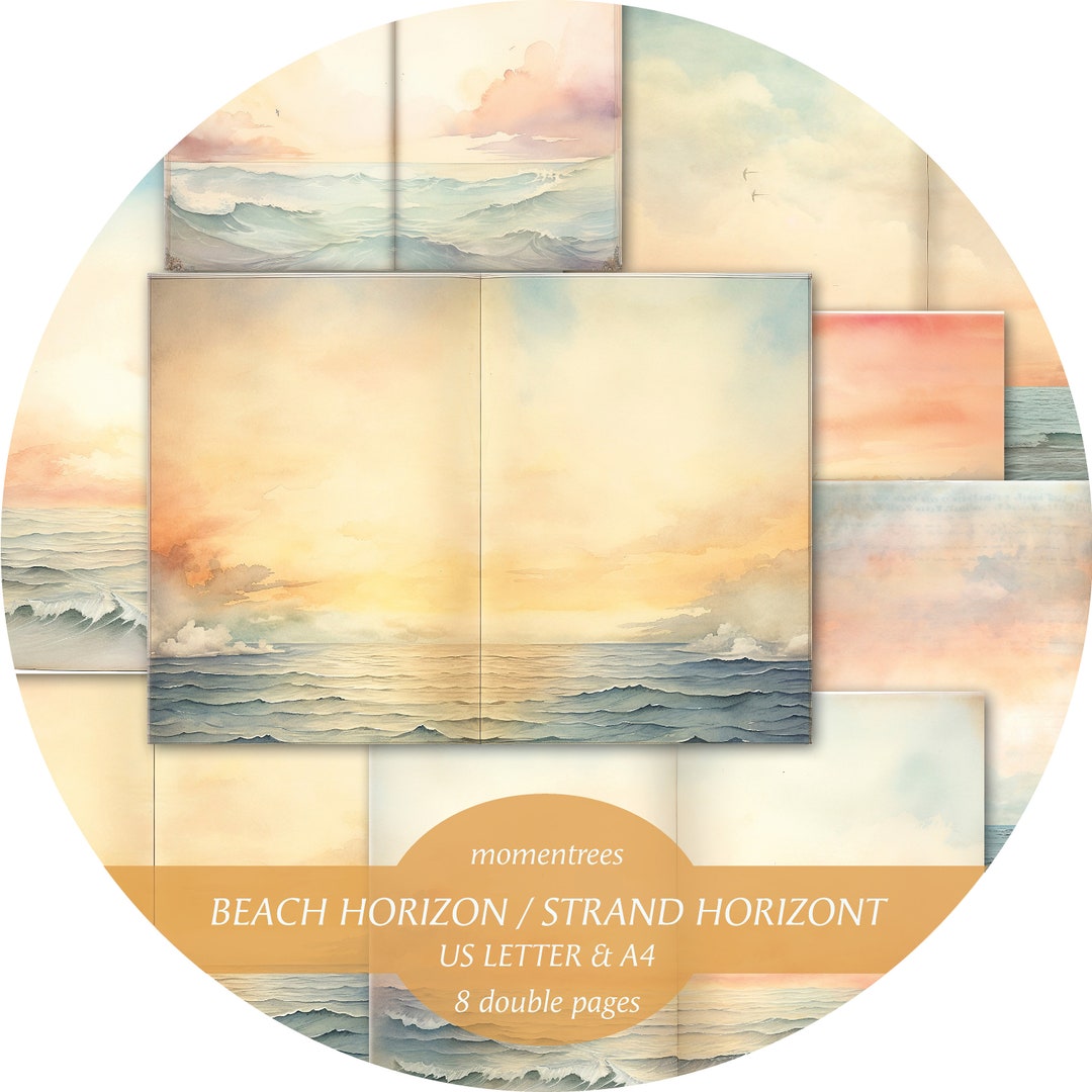 BEACH HORIZON Papers to Download Vintage Stationery Journal Kit ...