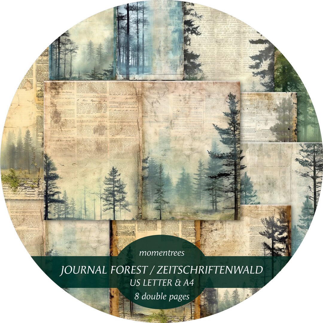 Dream Forest Digital Paper to Download Vintage Stationery Journal Kit ...