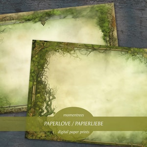 Forest Moss Border Basic Digital Paper for Junk Journals, Journal Paper ...