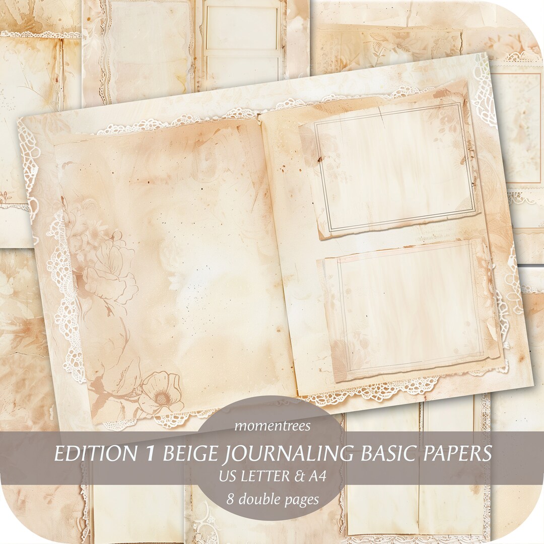 Junk Journal Ing Pages Beige Digital Background Collage Printable With ...