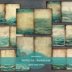 Lined Ocean Papers to Download Vintage Stationery Journal Kit ...