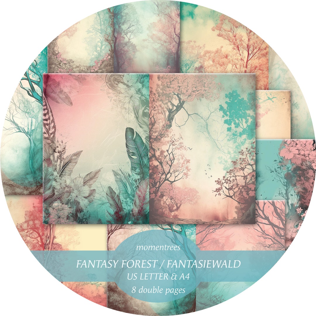 FANTASY FOREST, Forest Paper, Fall Forest, Summer Forest, Junk Journal ...