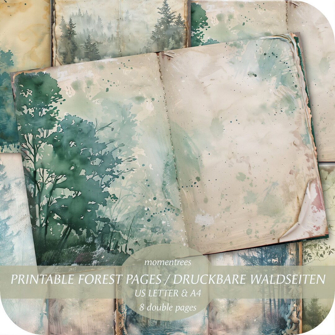 PRINTABLE FOREST PAGES Digital Paper Instant Digital Download Vintage ...