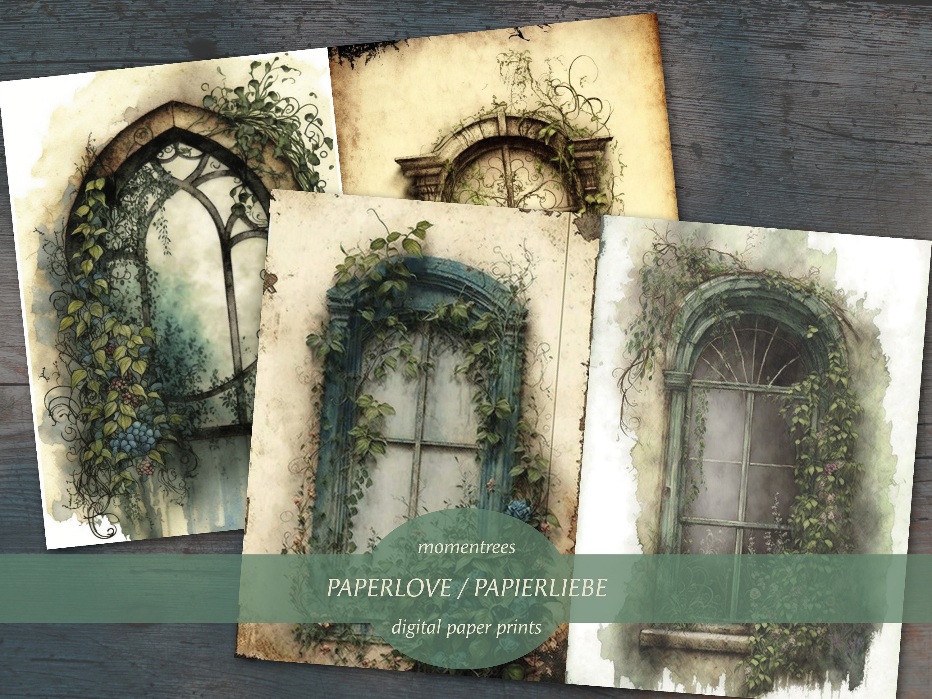 SECRET WINDOWS Digital Papers to Download Vintage Stationery - Etsy