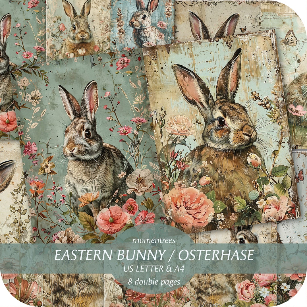Easter Bunny Boho Shabby Happy Easter Lamb Easter Eggs Digital Papers ...