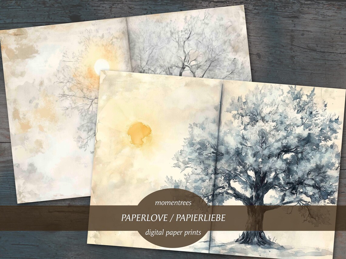 Winter Trees Digital Paper: Vintage Journal Kit (digital Download) - Etsy