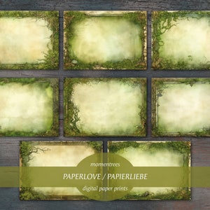 Forest Moss Border Digital Paper: Junk Journal Kit (A4 & US Letter ...