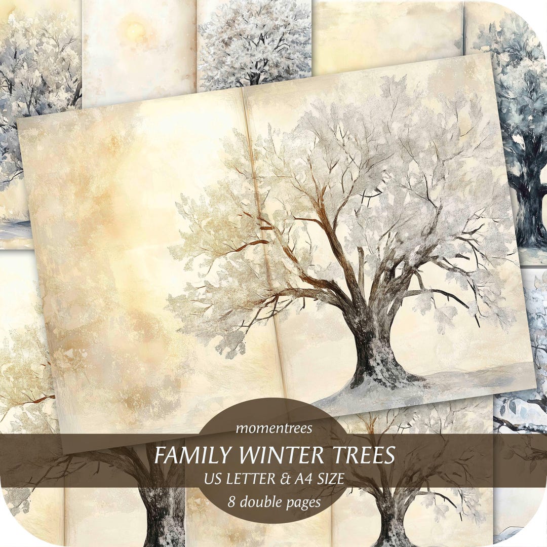 Winter Trees Digital Paper: Vintage Journal Kit (digital Download) - Etsy