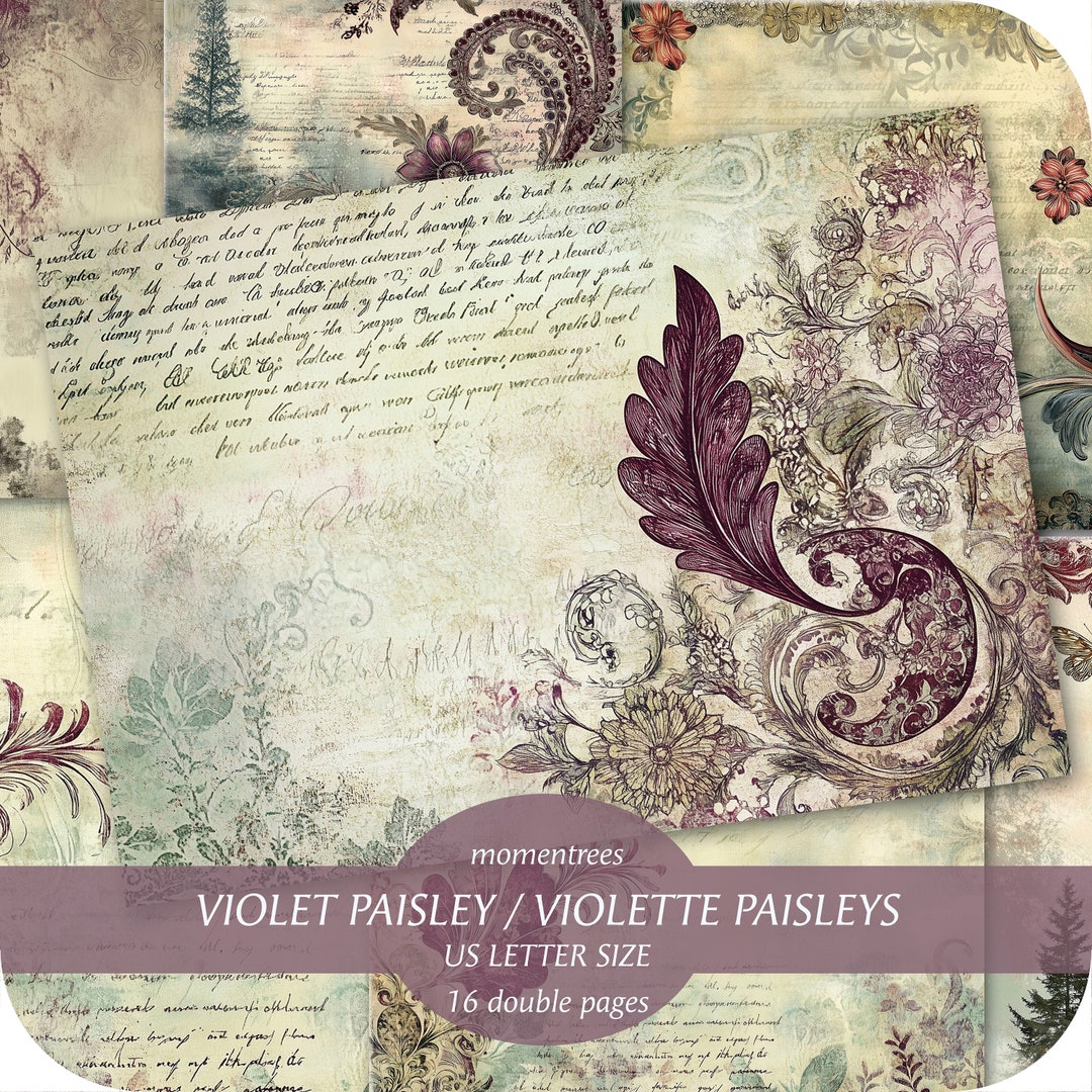 Violet Paisley Pattern, Handwriting, Flowers, Victorian Background ...