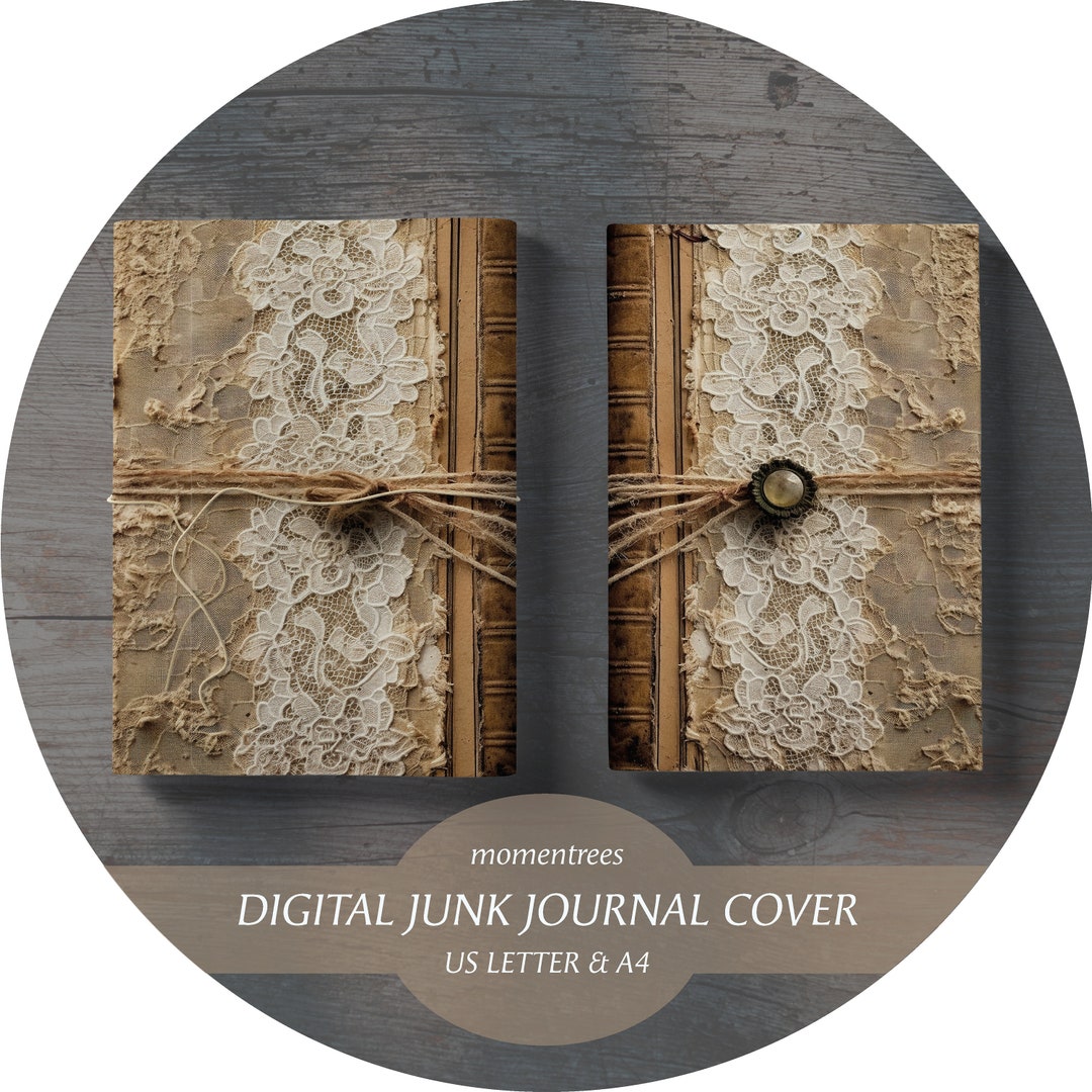 Cover White Lace, Junk Journal Cover, Digital Download, Printable Junk ...