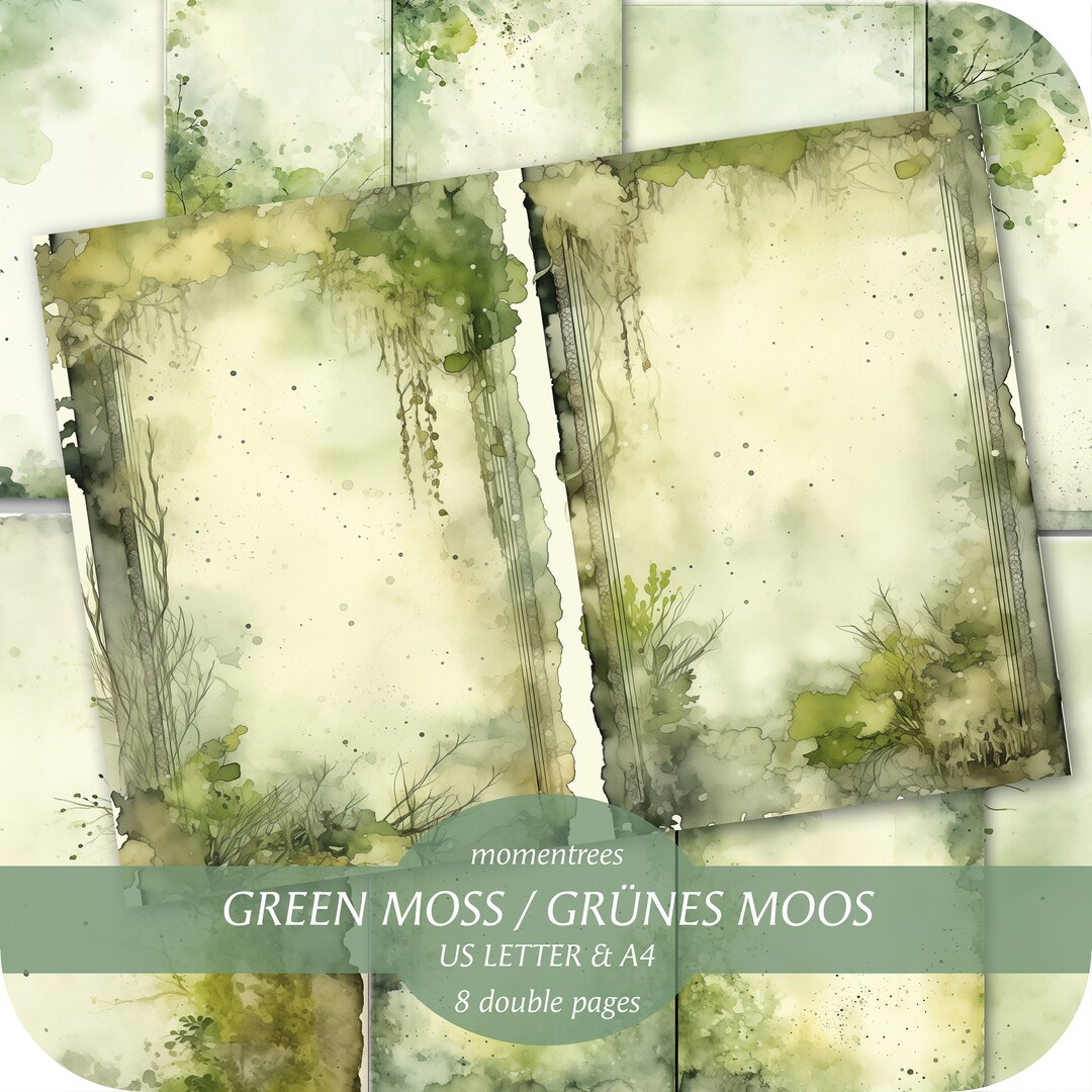 Green Moss Watercolor Paper: Forest Junk Journal Kit (digital Download ...