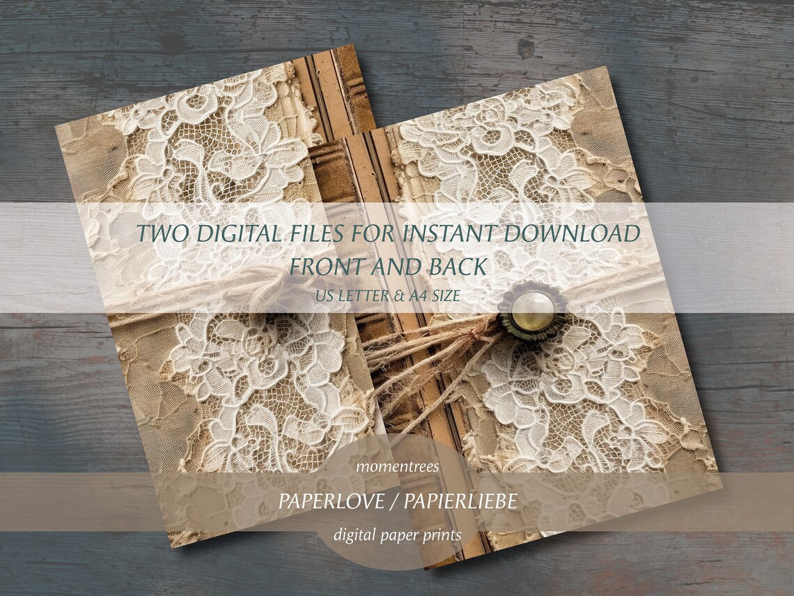 White Lace Junk Journal Cover: Printable Book Cover (digital Download ...
