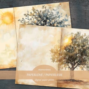 Sun Trees Digital Papers to Download Vintage Stationery Journal Kit ...