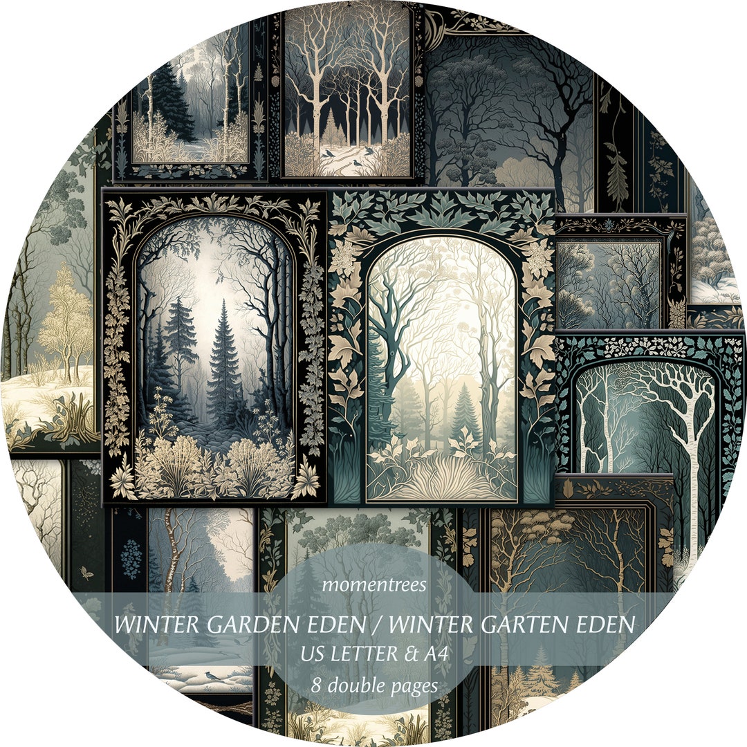 Winter Garden Eden Magic Trees Digital Papers Download Vintage Junk ...