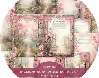 Romantic Doors Digital Paper: Vintage Junk Journal Pages (A4/US Letter ...