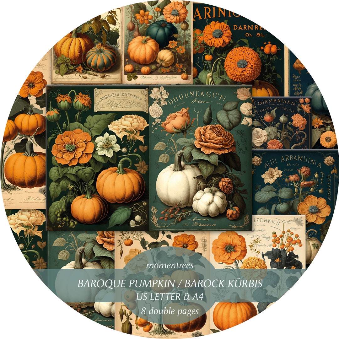 BAROQUE PUMPKIN HALLOWEEN Digital Papers Download Vintage Journal Kit ...
