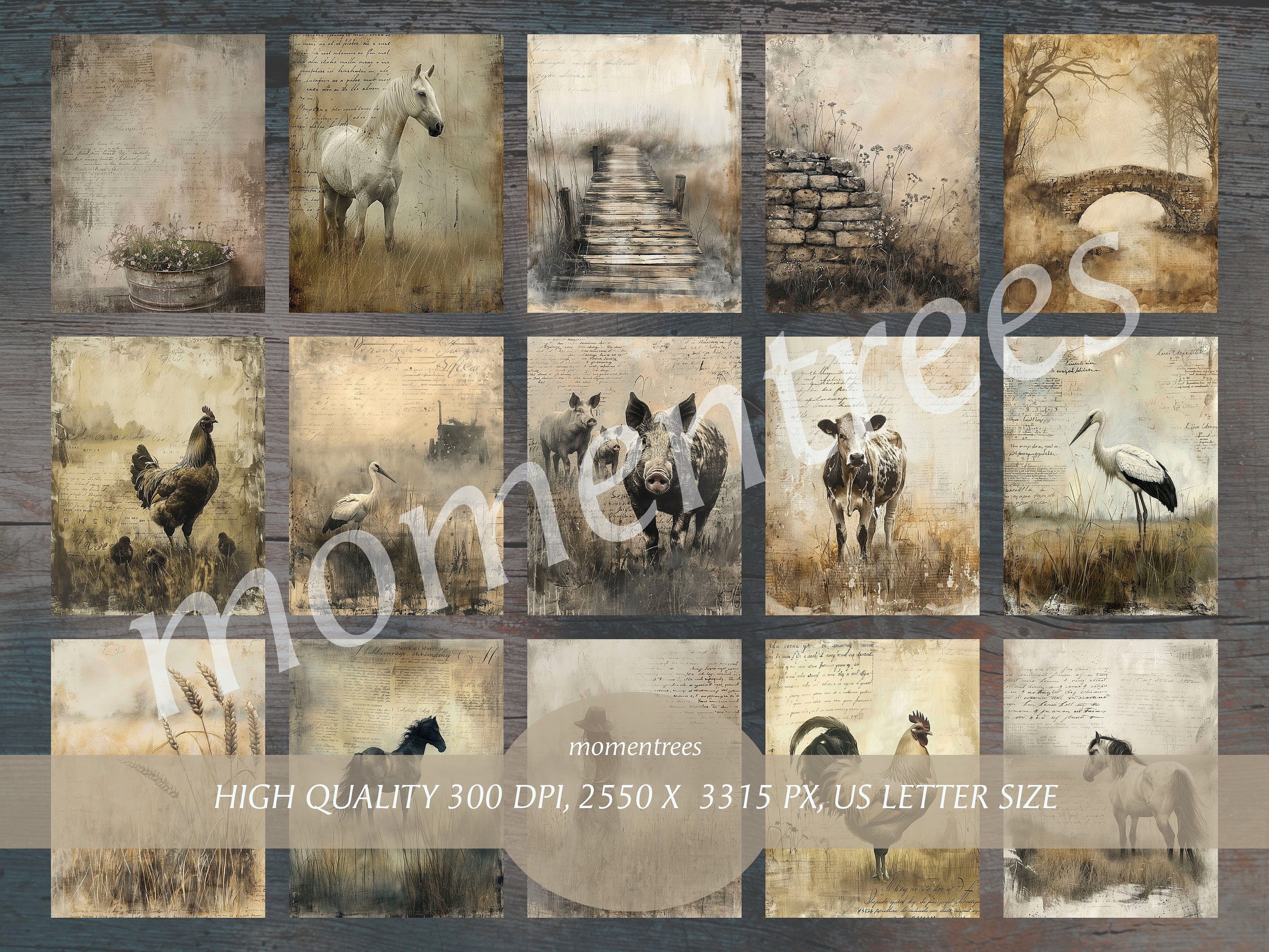 Farm Life Digital Paper: Country Scrapbook Pages (digital Download) - Etsy