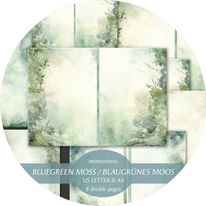 Basic Bluegreen Forest Moss Digital Paper Junk Journals, Journal Paper ...
