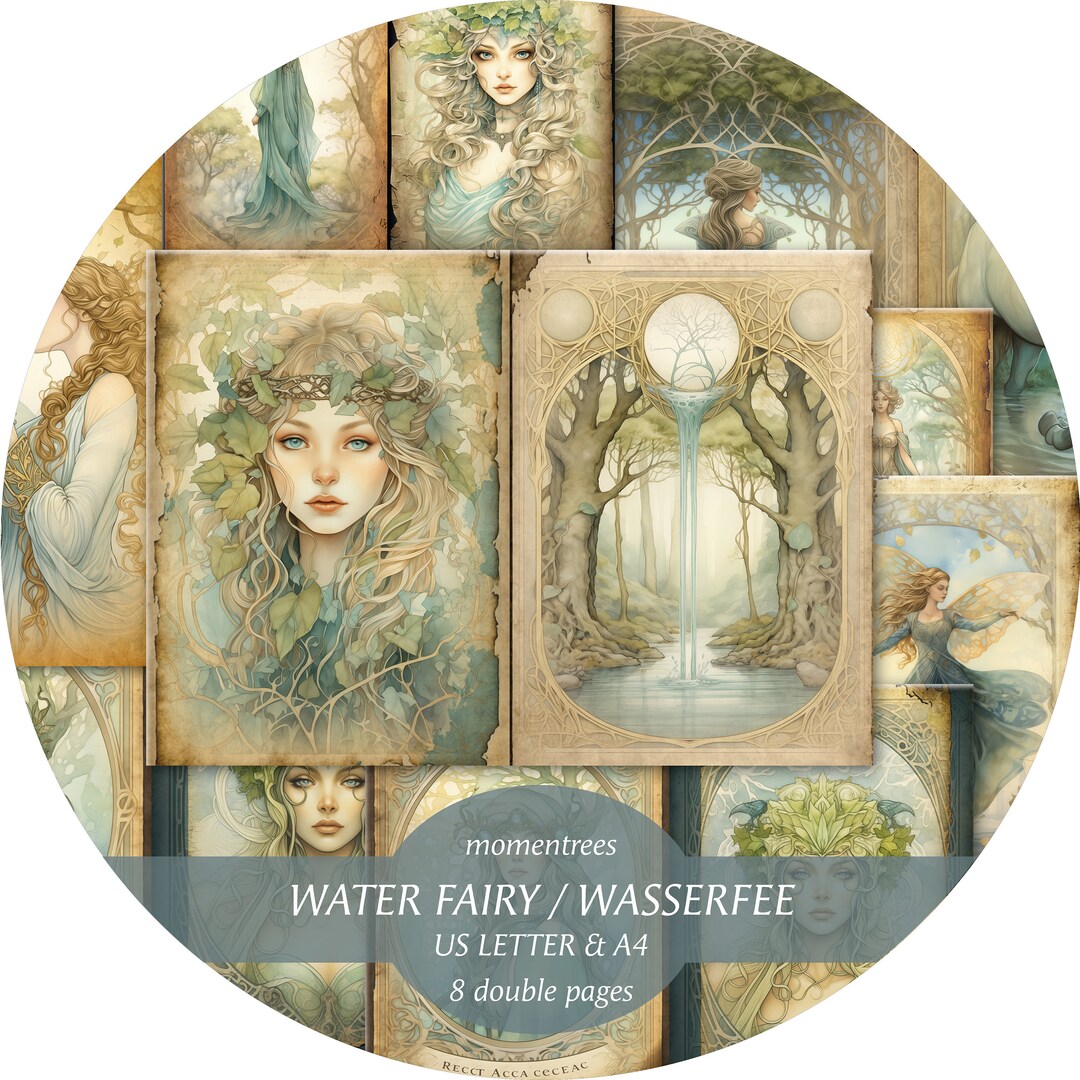 Water Fairy in the Forest Woods Junk Journal, Ephemera, Hunter, Magic ...