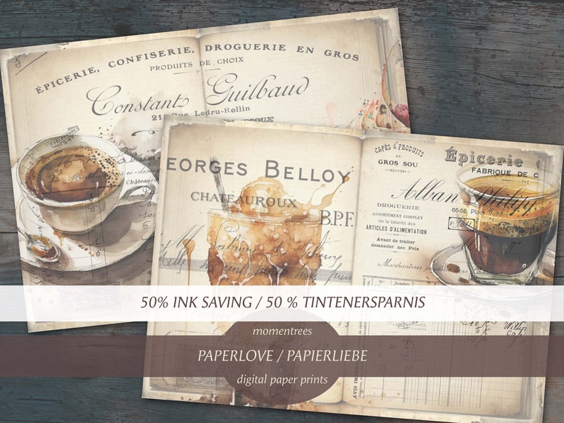 Tea Time Scrapbook Paper: Vintage Journal Pages (PDF Download) - Etsy