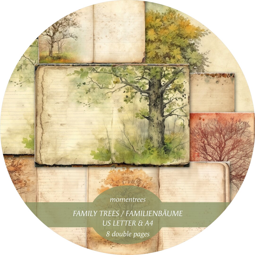 Junk Journal Family Trees Digital Papers to Download Vintage Stationery ...