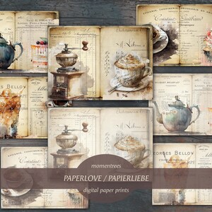 Tea Time Scrapbook Paper: Vintage Journal Pages (PDF Download) - Etsy