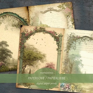 Secret Garden Digital Papers to Download Vintage Stationery Journal Kit ...