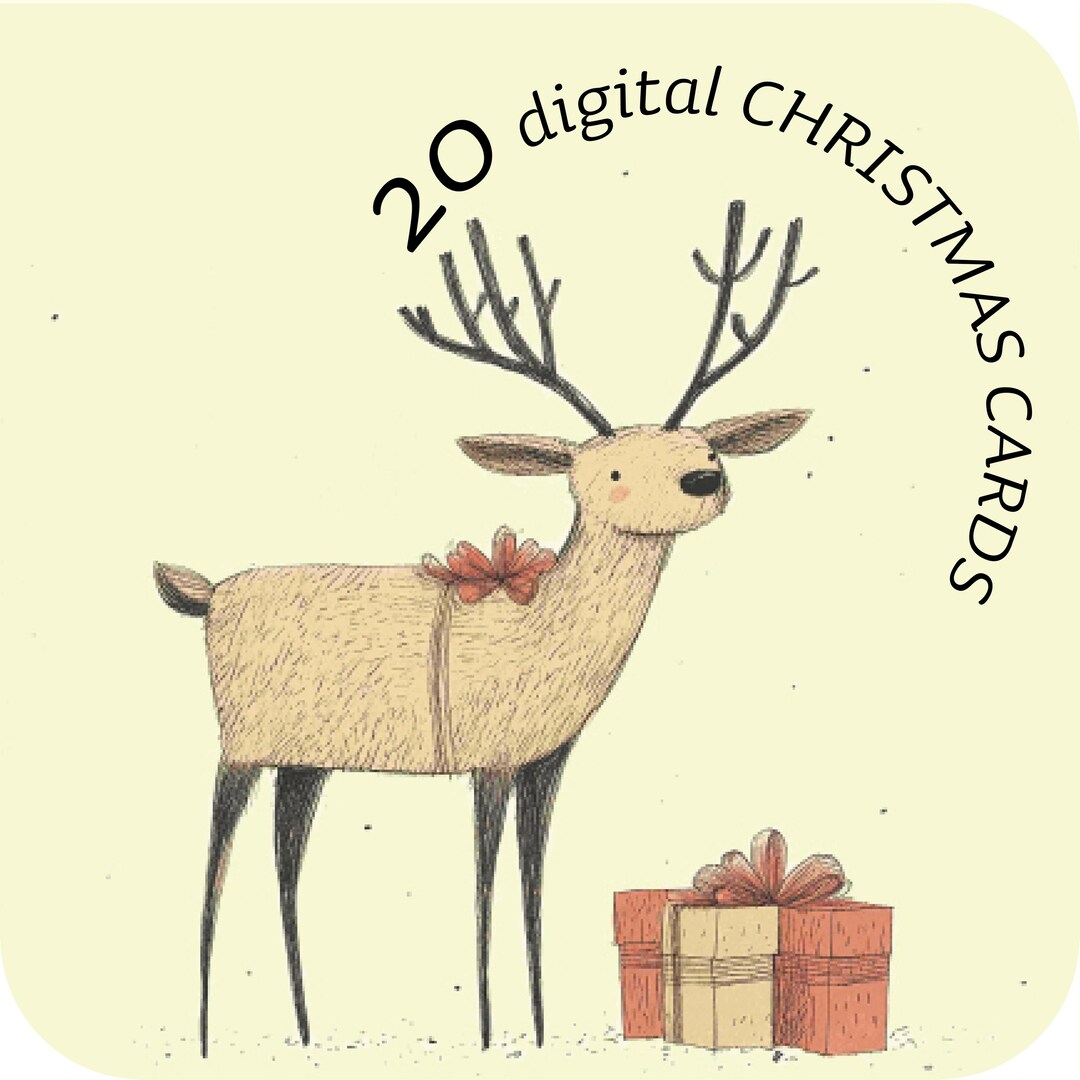 Cute Christmas Deer Cards, Clipart, Cute Deer Graphics for Christmas ...