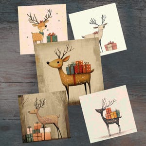 Cute Christmas Deer Cards, Clipart, Cute Deer Graphics for Christmas ...