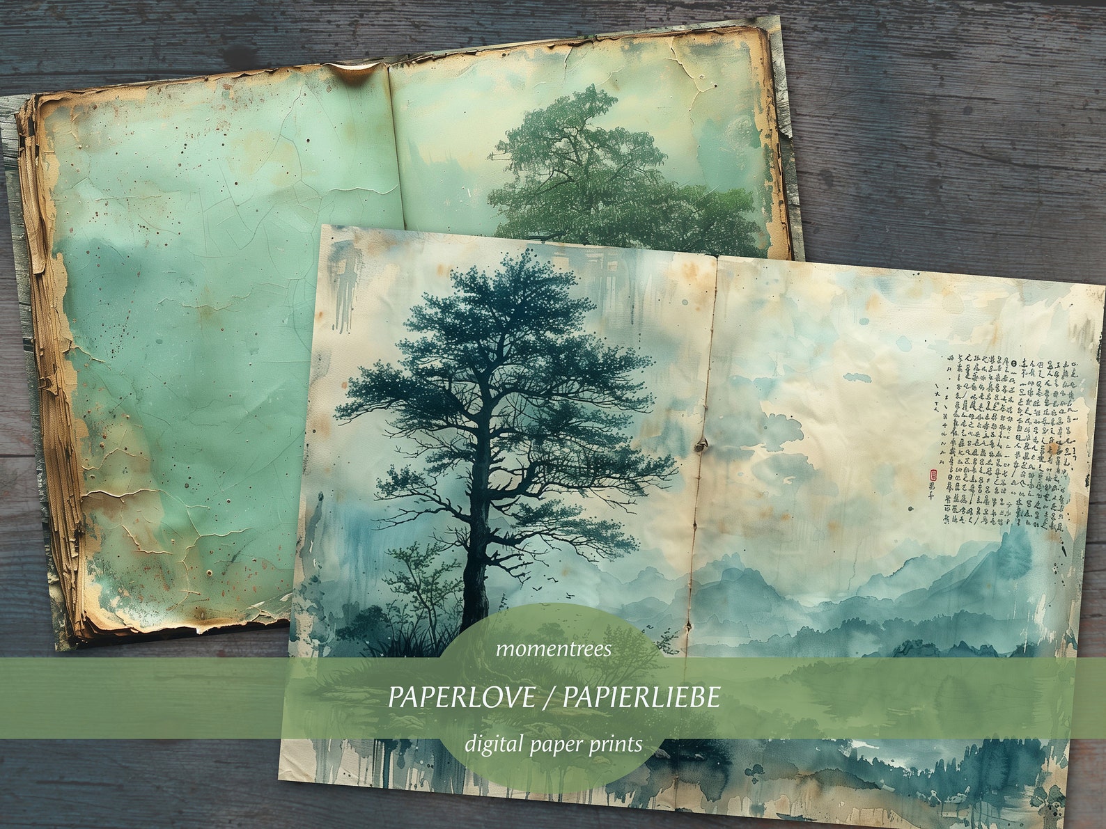 Vintage Tress and Rocks Digital Paper: Journal Kit (A4/US Letter) - Etsy