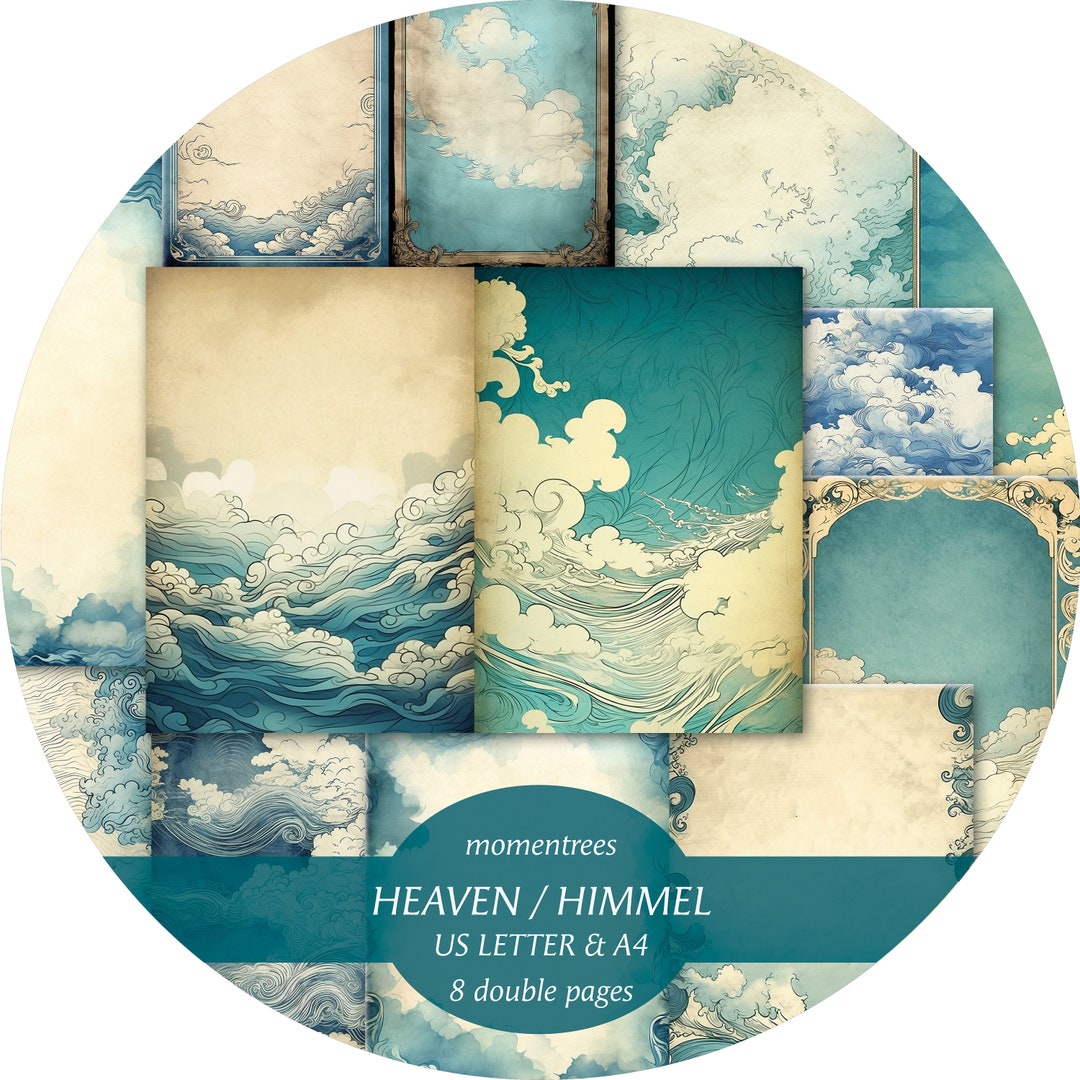 Heaven Clouds Digital Papers to Download Vintage Stationery Journal Kit ...