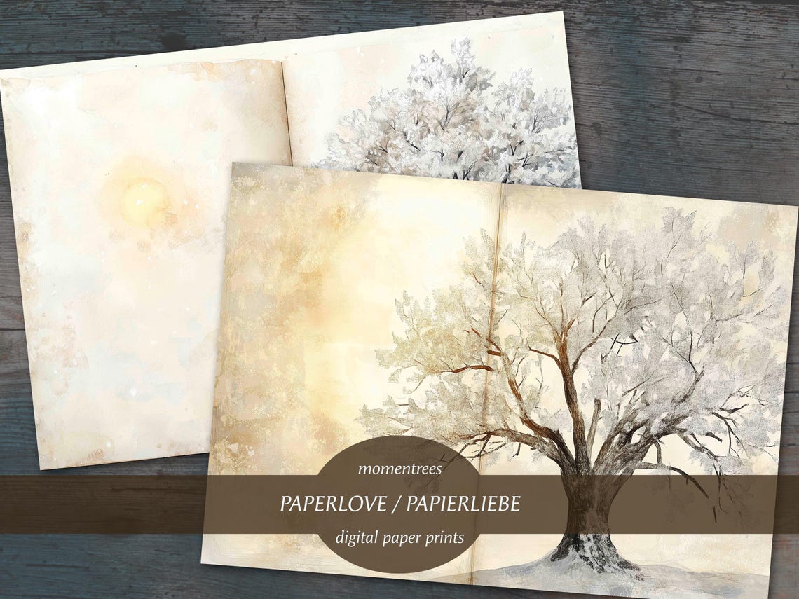 Winter Trees Digital Paper: Vintage Journal Kit (digital Download) - Etsy