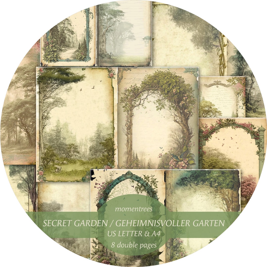 Secret Garden Digital Papers to Download Vintage Stationery Journal Kit ...