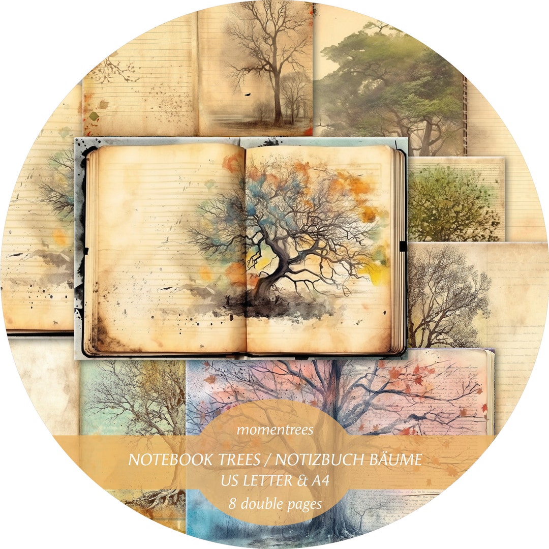 Notebook Trees Digital Papers to Download Vintage Stationery Journal ...