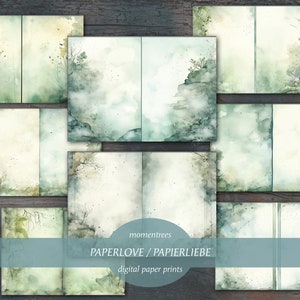 Basic Bluegreen Forest Moss Digital Paper Junk Journals, Journal Paper ...