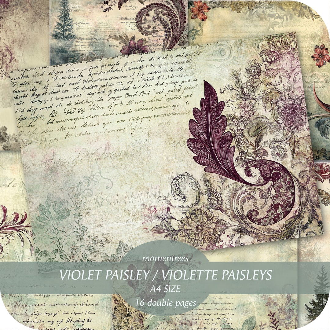 Violet Paisley Pattern, Handwriting, Flowers, Victorian Background ...