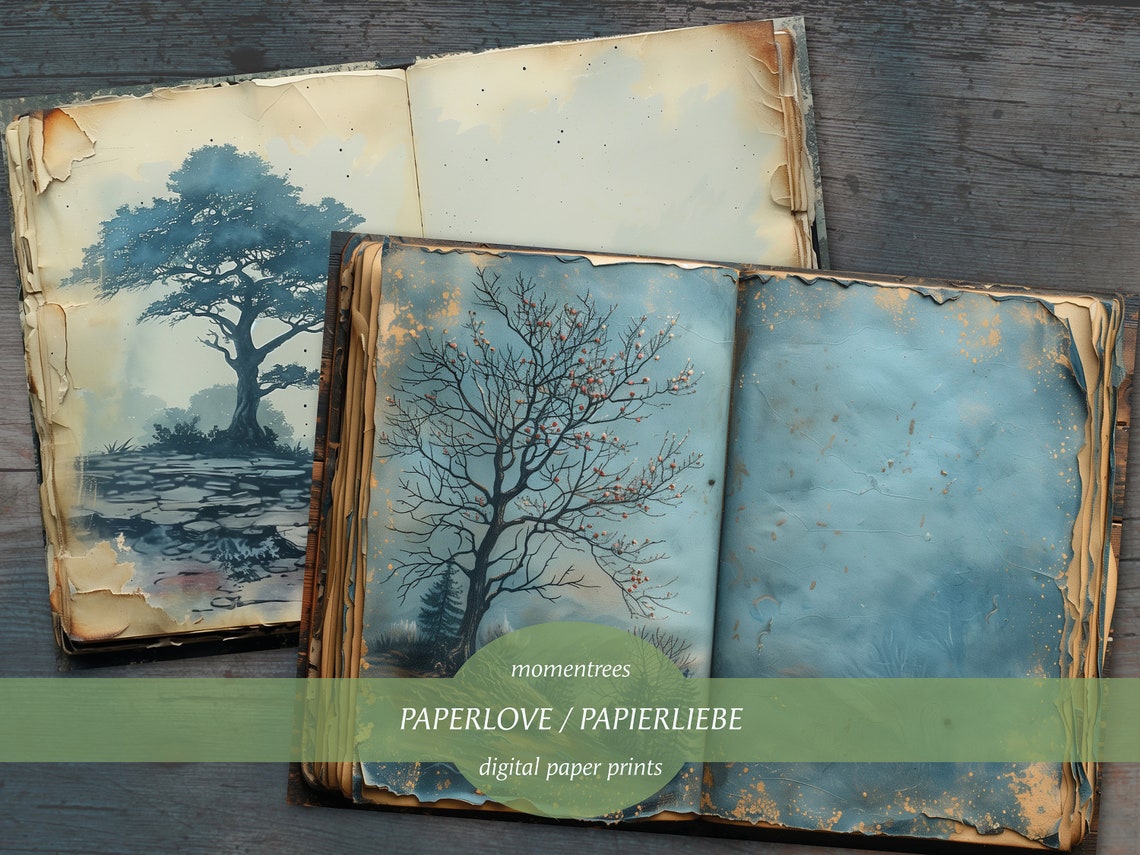 Vintage Tress and Rocks Digital Paper: Journal Kit (A4/US Letter) - Etsy