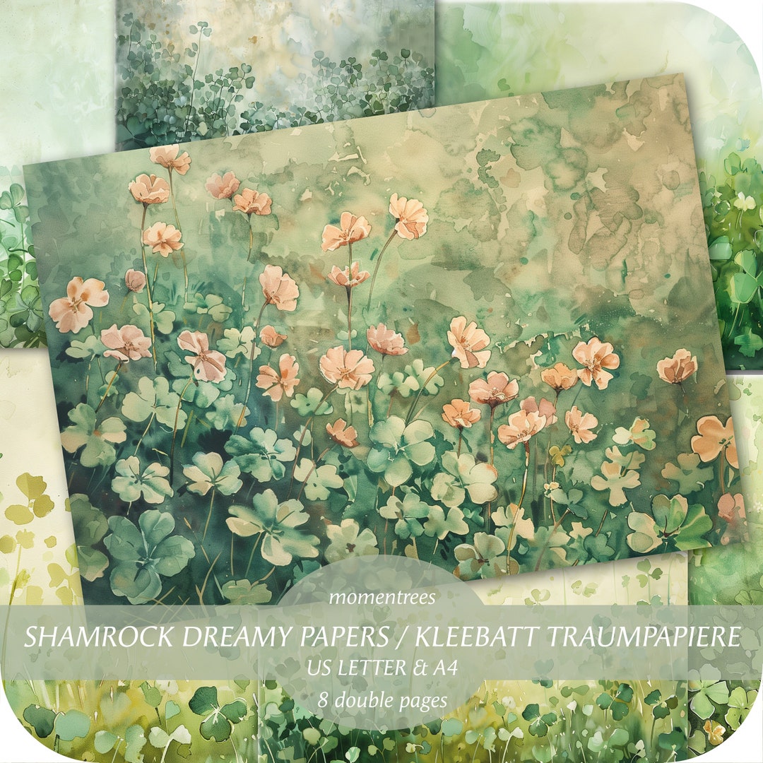 Shamrock Moss Forest Basic Digital Paper for Junk Journals, Journal ...