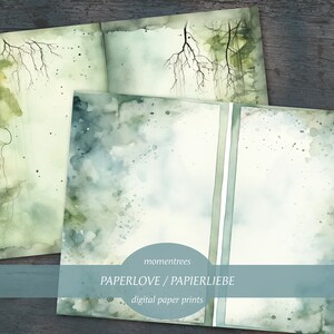 Basic Bluegreen Forest Moss Digital Paper Junk Journals, Journal Paper ...