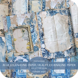 Blue Journaling Paper, Paper Frames, Wallpapers, Digital Junk Journal ...