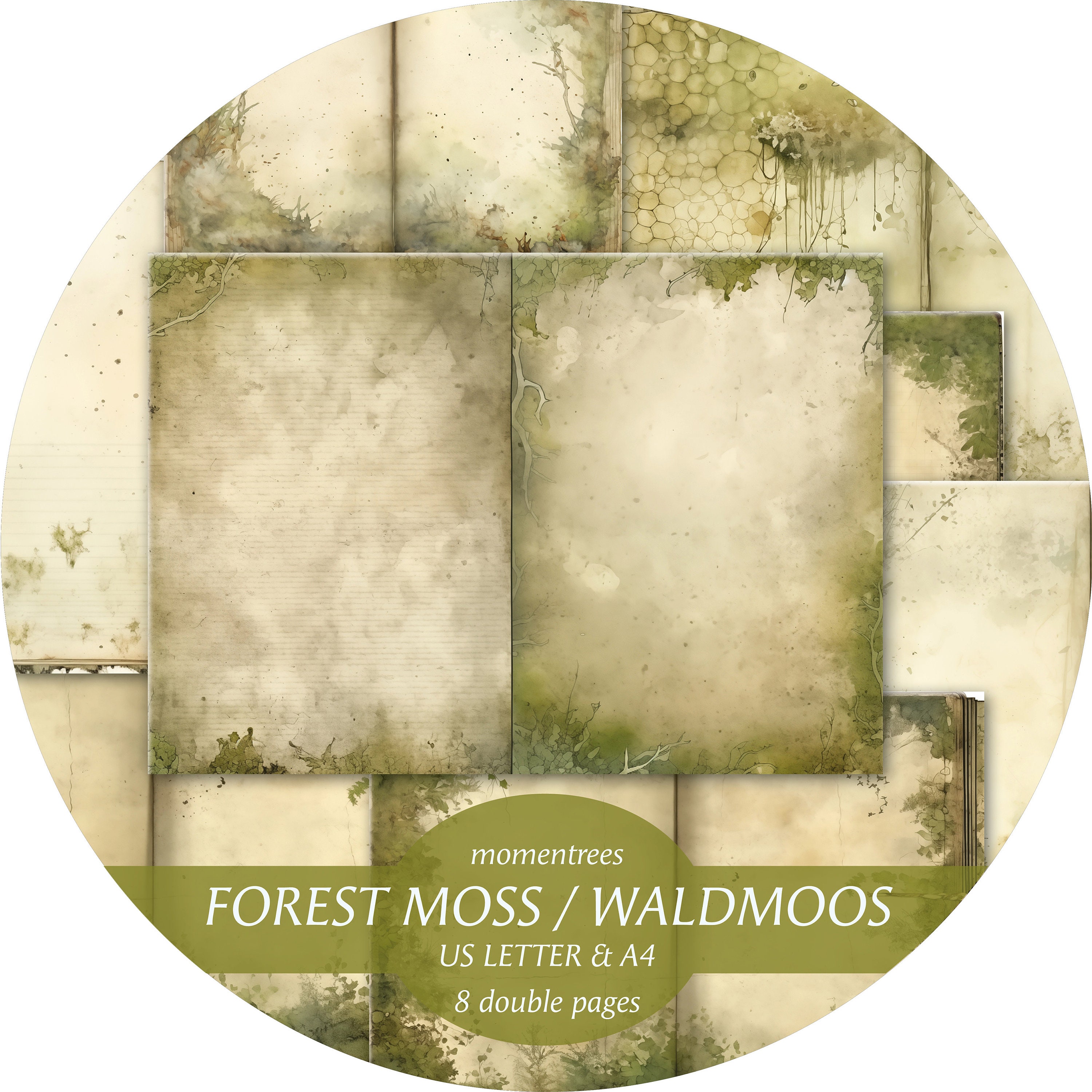 Forest Moss Digital Paper: Junk Journal Kit (A4 & US Letter) - Etsy