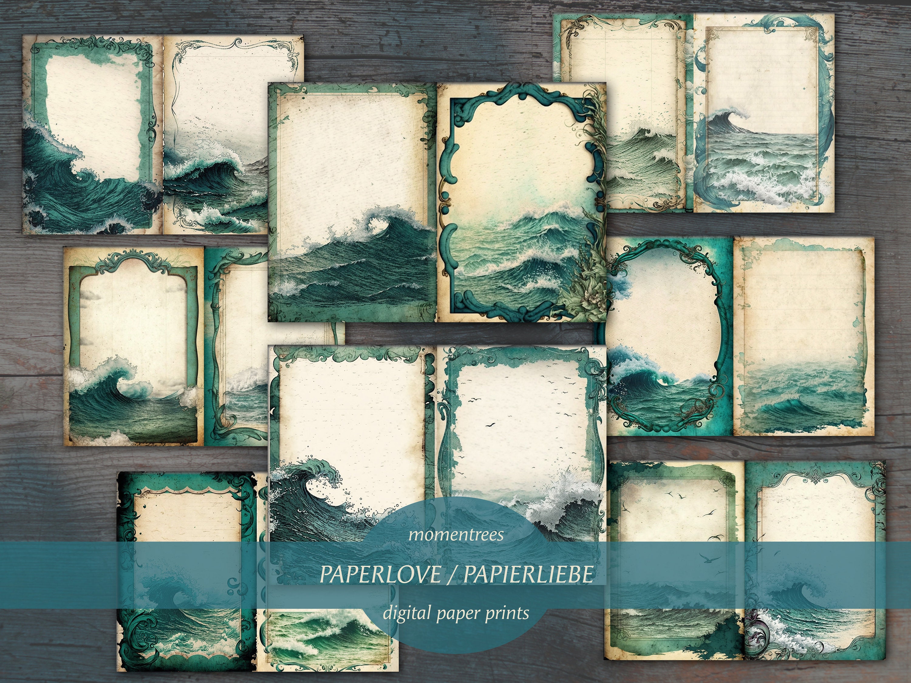 Magic Ocean Digital Papers to Download Vintage Stationery - Etsy