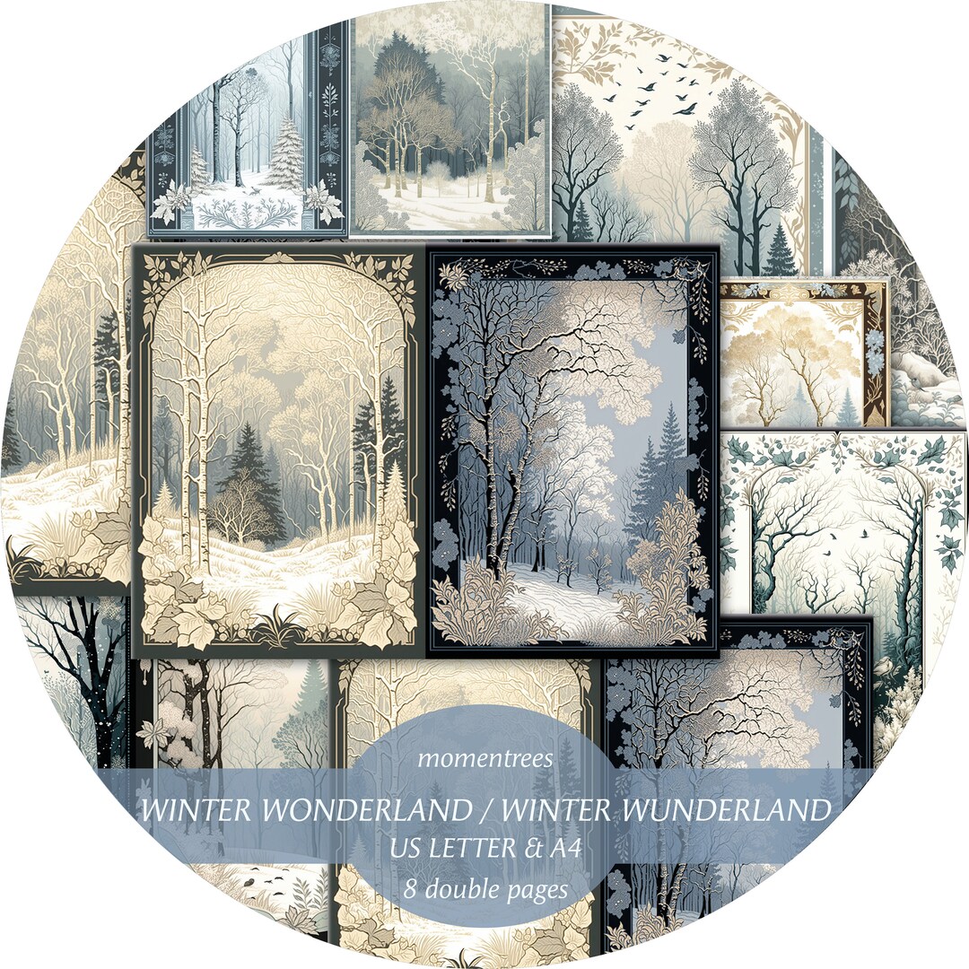 Winter Wonderland Digital Paper: Vintage Forest Scrapbook Kit (digital ...