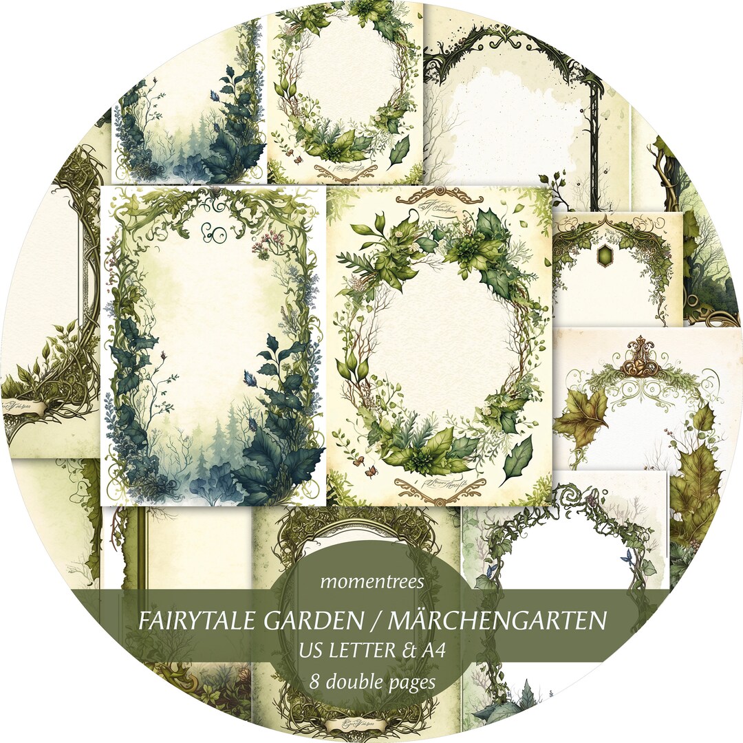 Fairytale Garden Digital Paper: Vintage Journal Kit (A4 & US Letter) - Etsy